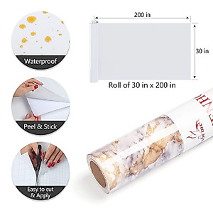 YENHOME Marble Wall Paper 200x30 inch Grey Brown Marble Contact Paper Self Adhesive Granite Peel and Stick Countertops Removable Wallpaper Waterproof Countertop Contact Paper for Kitchen Cabinets