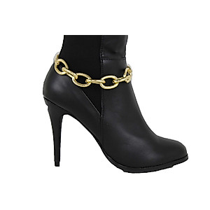 TrendyFashionJewelry Women Boot Bracelet Gold Metal Thick Chain Chunky Link Shoe Charm Strap Band Hip Hop