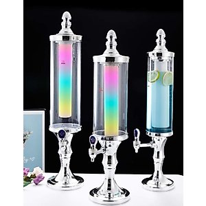 NOMAL Tabletop Wine Beer Tower Beverage Juice Dispenser with LED Colorful Shinning Lights for Bar Party Restaurant KTV Barbecue Restaurant (Silver,1.5L)