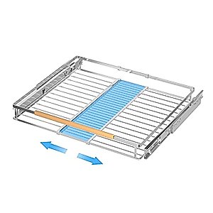 Redrubbit Expandable Pull Out Drawers Cabinet Shelf Organizer, Heavy Steel Metal Wire Slide Out Kitchen Pantry Organizer Storage Shelf, Adjustable Width 16.3~26.3"x17.3" D