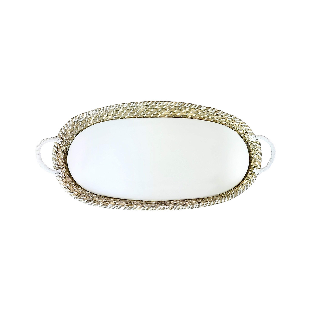 Seagrass Baby Changing Basket, Handmade with Waterproof Cover to Minimize Messes and Extra Thick Padding - Extra Newborn Birth Announcement Wood Disc