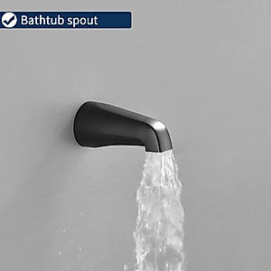 3 Handle Shower Faucet Set with Tub Spout Bathtub Shower Faucet Combo Set Shower System Complete Tub and Shower Trim Kit Matte Black Wall Mounted Shower Fixtures