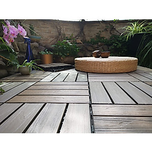 WPC Patio Deck Tiles,DIY Interlocking Decking Tiles, Floor Tile,Water Resistant Indoor Outdoor (9, 3D Organic White)