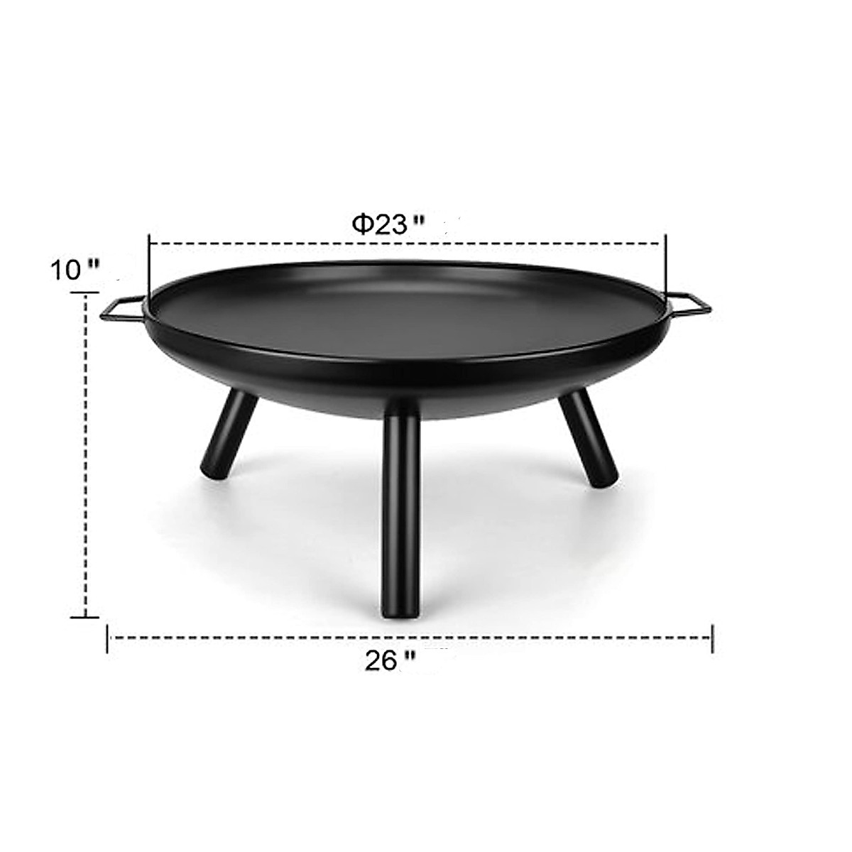 Cuisiland Wood Burning Fire Pit: 24-inch Outdoor Patio Fire Pits Bowl with 3 Legs