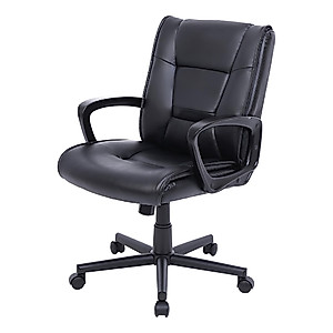Realspace® Rezzi Vegan Leather Mid-Back Manager Chair, Black