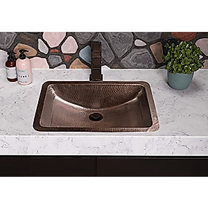 Monarch Abode 17095 Hand Hammered Venetian Dual Mount Bathroom Vanity Sink, 21 Inches, Pure Copper