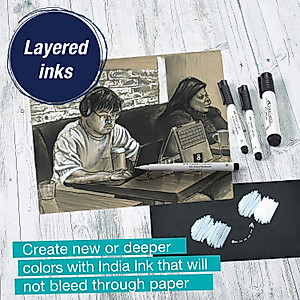 Faber-Castell White Pitt Artist Pen Set - 4 Opaque White India Ink Artist Markers - Lettering and Illustration Marker Set