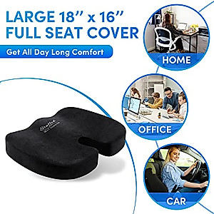 Stuffed Seat Cushion for Office Chair, Large Memory Foam Seat Cushion for Long Sitting, Butt Pillow for Lower Back, Coccyx, Tailbone Pain Relief
