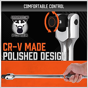 HORUSDY 3-Piece Breaker Bar Set, 1/4'', 3/8'' & 1/2'' Drive, Heavy Duty Breaker Bars, 6'', 10'', 15'' Length, with 180° Rotatable Head, Chrome Vanadium Steel Made.