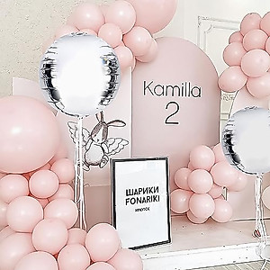 RUBFAC Silver Balloons 22 Inch, 6pcs 4D Round 360 Silver Chrome Balloon Silver Foil Balloon for Bachelorette Party Decorations, Silver Metallic Balloons for Baby Shower, Birthday and More