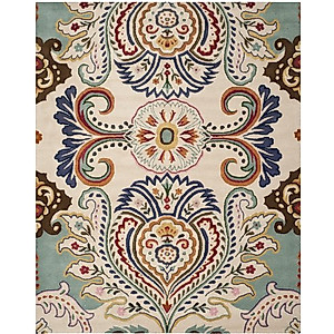 SAFAVIEH Bella Collection 10' x 14' Ivory/Blue BEL118A Handmade Boho Premium Wool Area Rug