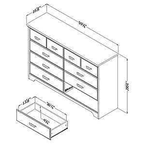 South Shore Versa 8-Drawer Double Dresser Gray Maple, Traditional