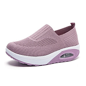 Aceptolcom Women Orthopedic Sneakers Walking Shoes,Mesh Breathable Arch Support Slip-on Light Air Cushion Orthopedic Sneakers Diabetic Shoes (7,Pink,7)
