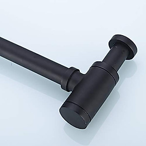 Bottle Trap Brass, Nicmondo 1 1/4 Round Bottle P-Trap Decorative Lavatory Basin Sink Waste Traps Drain Tube Kit Adjustable Height, Matt Black