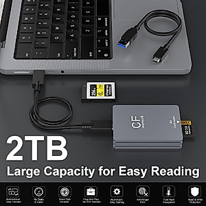 CFexpress Type B and SD Dual-Slot Card Reader, USB 3.1 Gen 2 10Gbps CFexpress Reader, Portable CF Express Card Reader Included USB C to USB A/C Cable, Compatible with Windows/Mac/Linux/Android