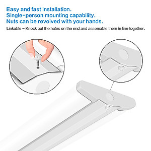 ANTLUX 110W 8FT LED Wraparound Ultra Slim Strip Lights, 12600 Lumens, 5000K, 8 Foot LED Garage Warehouse Light, No Glare, Flush Mount Office Ceiling Lighting Fixture, Fluorescent Tube Replacement