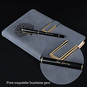 Fanery sue Tree of Life Refillable Writing Journal for Women&Men Faux Leather Hardcover Notebook A5 College Ruled 200 Lined Pages Lay-Flat Personal Diary with Pen&Magnetic Buckle (Tree of Life-Blue)