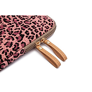 XSKN Leopard Spot Canvas Fabric Zipper Laptop Sleeve Case Cover for All 13 14 15 inch Computers, Bag MacBook Air Pro Retina Laptops Notebook (13 inch, for 13.3 Laptop), Pink