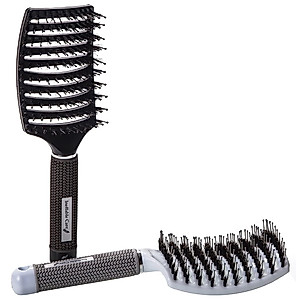 Boar Bristle Hair Brush set – Curved and Vented for Wet and Dry Detangling Hair Brush for Women Long, Thick, Thin, Curly & Tangled Hair Vent Brush - Stocking Stuffers Gift kit