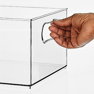 mDesign Deep Plastic Stackable Storage Organizer Container Bin, Craft Room Organization for Classroom, Cupboard, Studio, Shelves, & Closet - Holds Sewing, Art Supplies - Ligne Collection - Clear