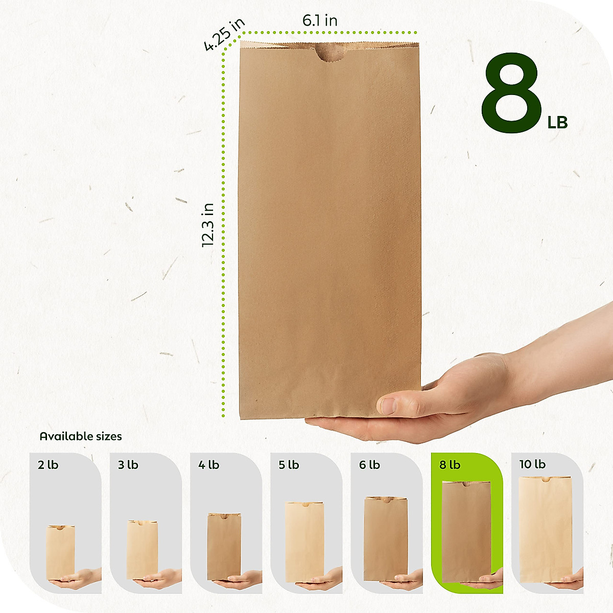 Culinware Kraft Paper Bags 8 Lb - Durable Brown Paper Bags for Snack, Lunch, Sandwich, Pastries, Popcorn, Grocery and Party Favor – Bulk Paper Bags – 6.1 x 4.25 x 12.3 In - 500 Count