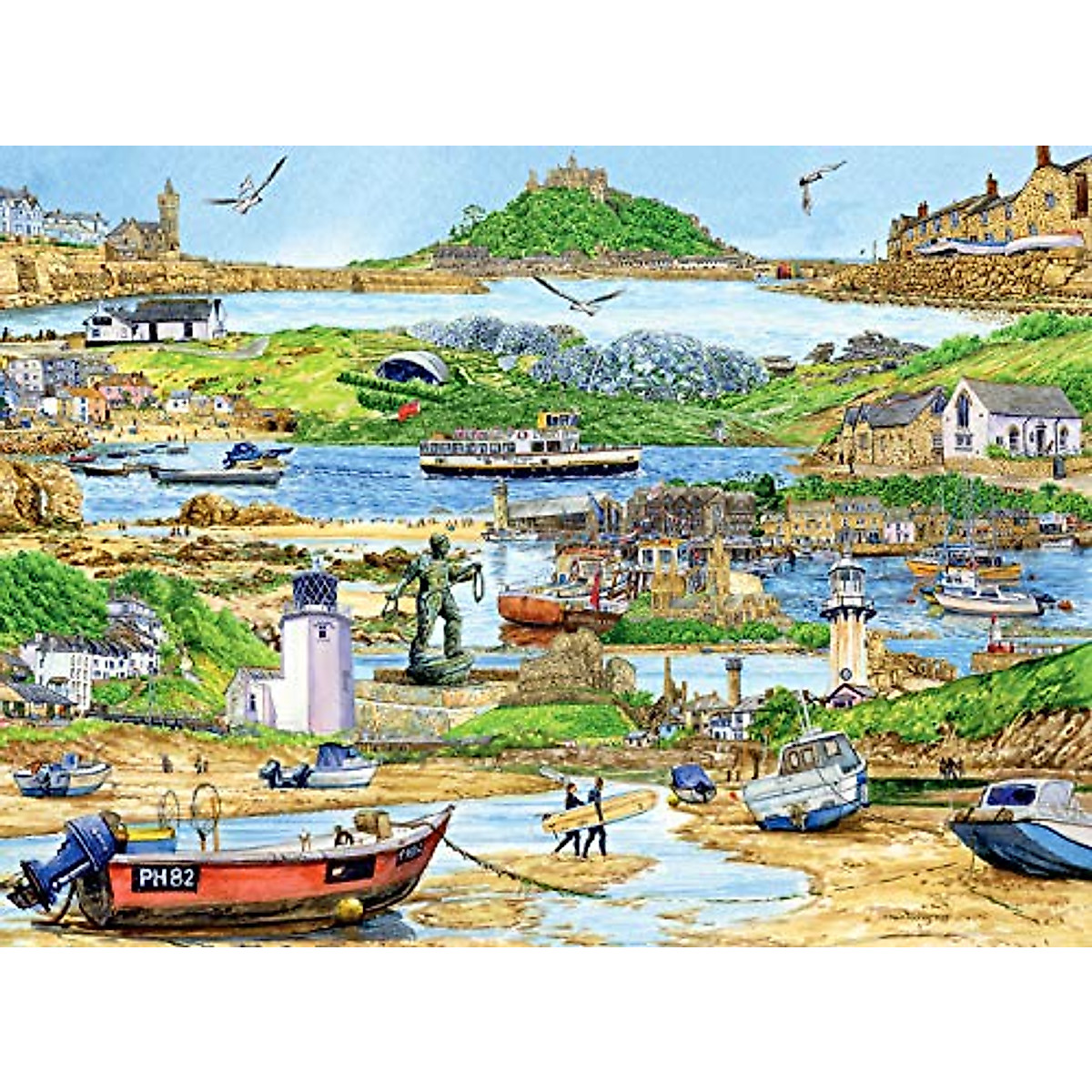 Ravensburger Escape to Cornwall 500 Piece Jigsaw Puzzles for Adults and Kids Age 10 and Up - Beach & Countryside