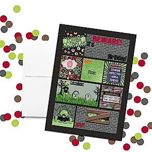 Zombie Outbreak Halloween Birthday Party Invitations, 20 5x7 Fill In Cards with Twenty White Envelopes by AmandaCreation