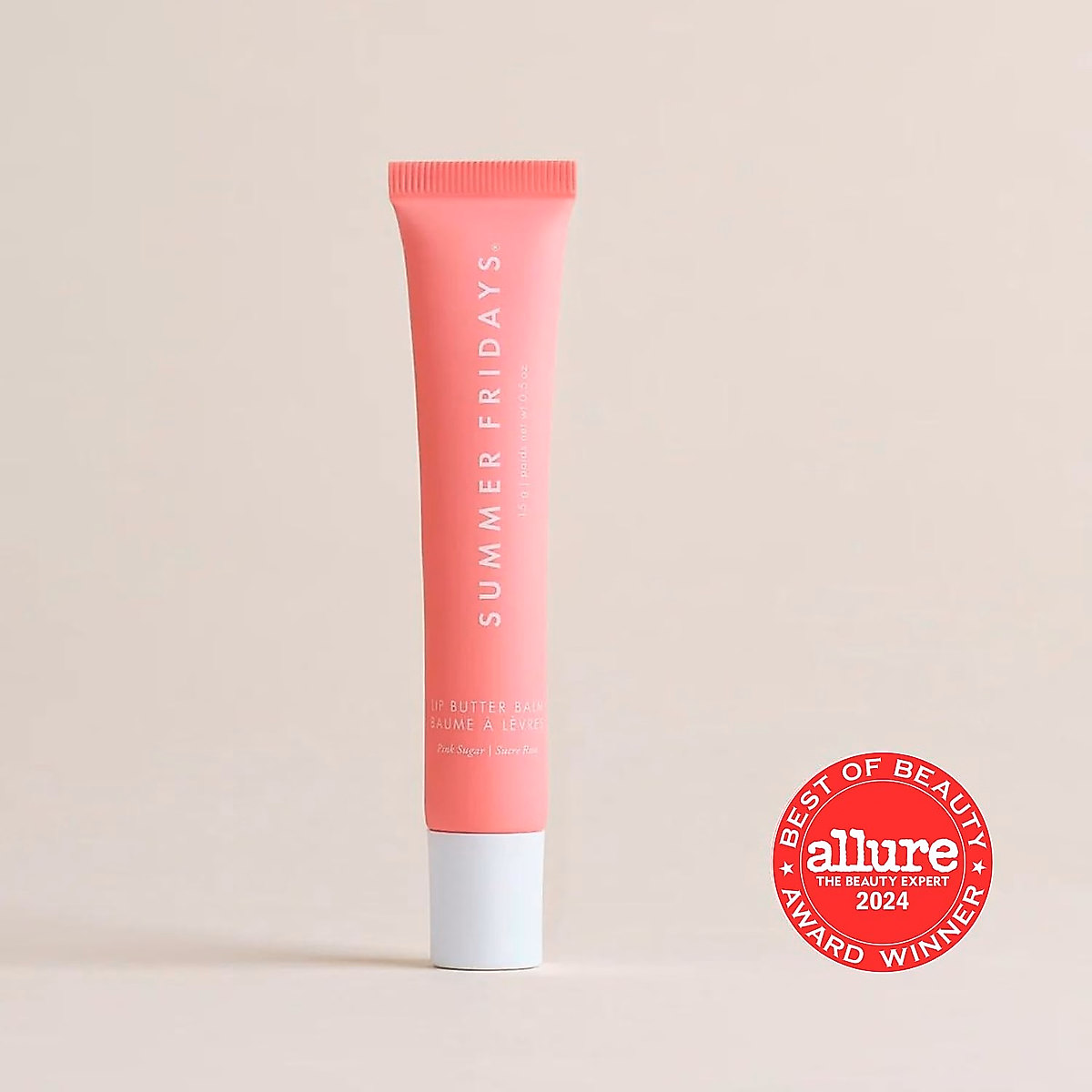 Summer Fridays Tinted Lip Butter Balm - Conditioning Vegan Lip Balm for Instant Moisture, Shine & Hydration - Sheer-Tinted, Soothing Skincare - Pink Sugar (.5 Oz)