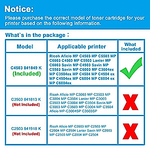 LCL Compatible Toner Cartridge Replacement for Ricoh 841849 MP C4503 C5503 C6003 C4503 MP C5503 MP C6003 C4503 MP C5503 Lanier MP C6003 Savin MP C4503 Savin MP C5503 Savin MP C6003(1-Pack Black)
