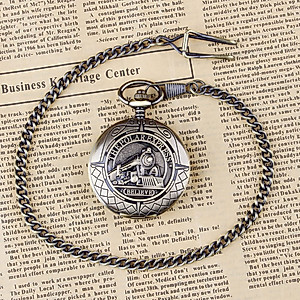 Whodoit Bronze Retro Mechanical Pocket Watch Locomotive Design Roman Numerals Hollow Mechanical Pocket Watches