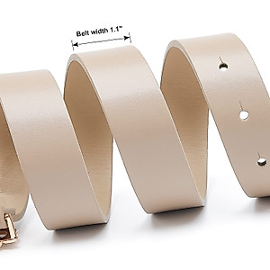 WANTESS Women Belts for Jeans Dresses Skinny Waist Belt with Gold Buckle Thin Belts for Ladies Beige Small