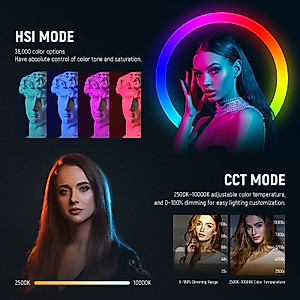 NEEWER RGB-A111 II Smartphone Video Rig with Light Kit, Support Vertical Shoot, Handheld Phone Camera Cage Stabilizer with Cold Shoes/Shutter/Battery, 17 Scenes RGB Ring Light 2500K-10000K CRI97+