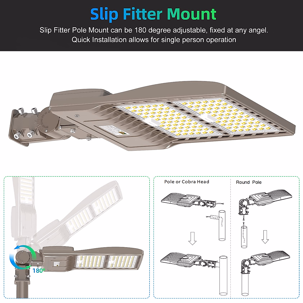 LED Parking Lot Light, 240W 33600LM 240 volt LED Parking Light 5000K LED Shoebox Street Lights Slip Fitter UL Listed DLC IP65 LED Area Light for Outdoor Driveway Roadway Pole Fixture 960W MH Equiv