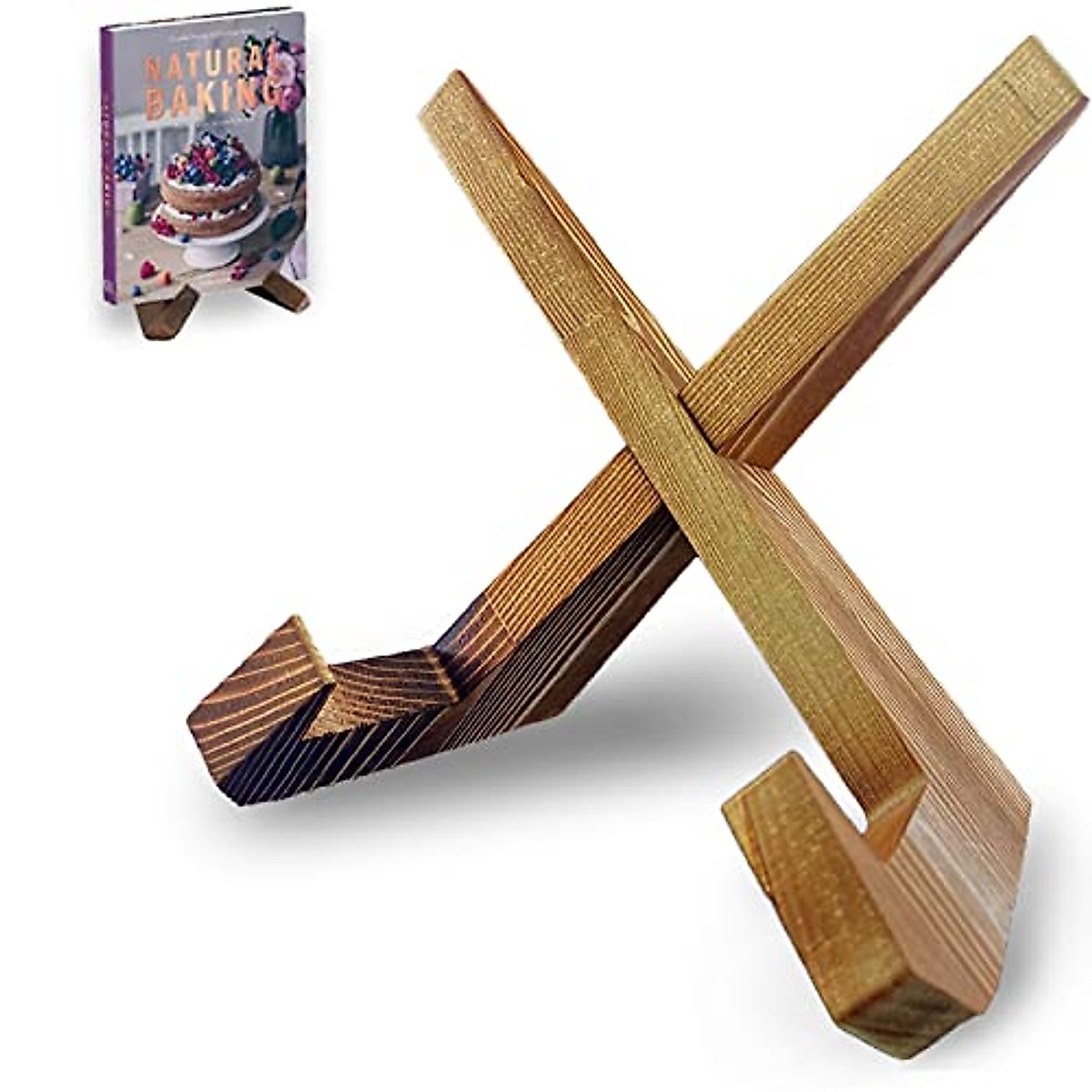 Cookbook Stand - Wooden Decoration Cookbook Cookbook Stand for Kitchen Counter Holder Can Be Used for Ipad, Counter Display, Record Holder, Book Display，Farmhouse Recipe Book Holder（Pine Wood）…