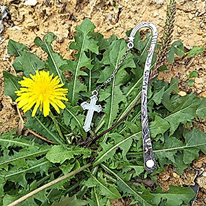 KORENJUL Luminous Bookmark, Cross Bookmarks Retro Glowing Exquisite Fluorescent Metal Multi-Purpose Jewelry Christian Gifts, Silver