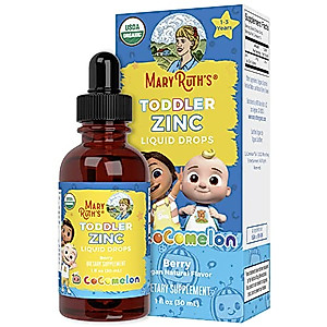 Cocomelon Toddler Liquid Ionic Zinc by MaryRuth's | Sugar Free | USDA Organic | Kids Zinc Sulfate for Ages 1-3 | Immune Support Supplement for Children | Vegan | Non-GMO | Gluten Free | 1 Fl Oz