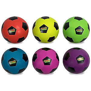 K-Roo Sports Atomic Athletics Neon Rubber Playground Balls - 6 Pack of Regulation Size, includes Pump & Storage Bag - Soccer Ball