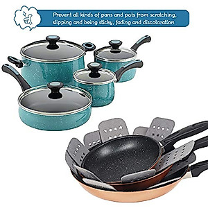 BYKITCHEN Pan Pot Protectors, Larger & Thicker Pan Protector with Stars, Set of 12 and 3 Different Sizes, Gray Pot Separator Pads for Stacking and Protecting Your Cookware