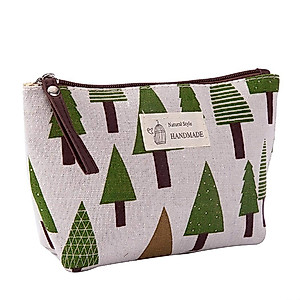 Makeup Bag Cosmetic Small Bag for Women Waterproof Large Capacity Travel Pounch Toiletry Bag for Girls Brush Purse Reusable Organizer Open Flat with Handle(A)