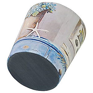 DreamsEden Vintage Leather Trash Can - Retro Waste Toillet Paper Bin Basket for Bathroom Bedroom Office (Beach House)