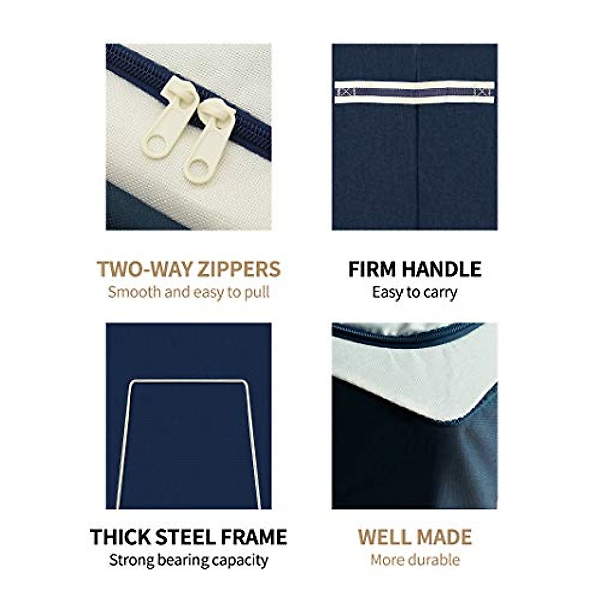 Clothes Storage Boxes Bins - 72L x 2 Large Organizers With Steel Frame , Tulab Foldable Oxford Containers Set, Clear Window & Reinforced Handles, Waterproof, for Closet, Bedding, Blankets (2-Pack, 20.07”x 15.73” x 14”)