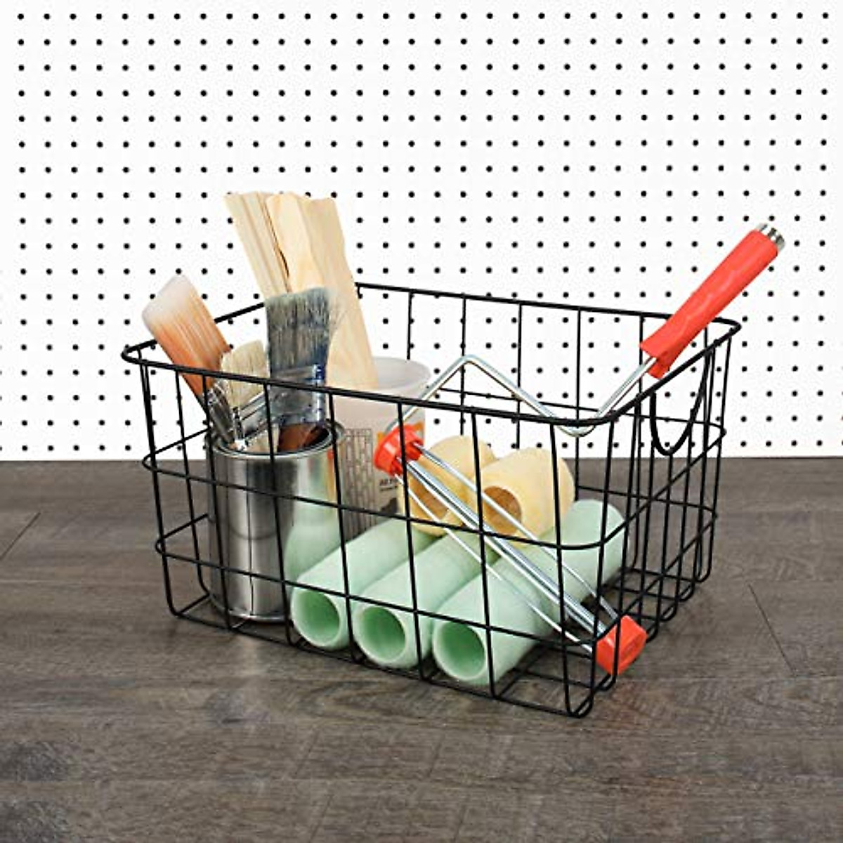 Spectrum Utility Wire Basket (Black) - Storage Bin & Décor for Bathroom, Closet, Pantry, Under Sink, Toy, Shelf, Kitchen, & Nursery Organization