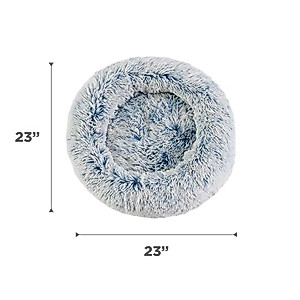 Best Friends by Sheri The Original Calming Donut Dog and Cat Bed in Shag Fur, Denim Blue, Small, 23x23