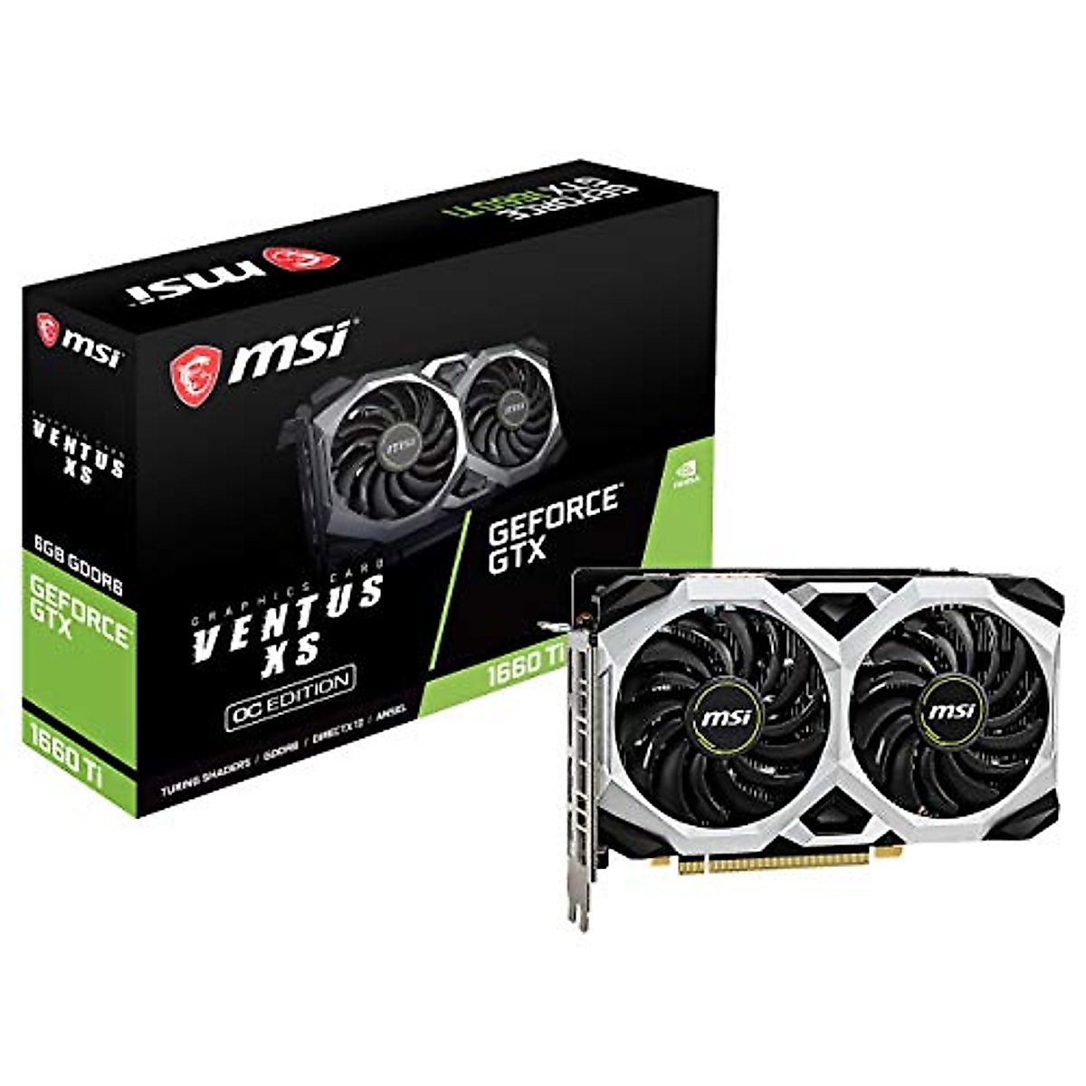 MSI Gaming GeForce GTX 1660 Ti 192-bit HDMI/DP 6GB GDRR6 HDCP Support DirectX 12 Dual Fan VR Ready OC Graphics Card (GTX 1660 TI VENTUS XS 6G OC)