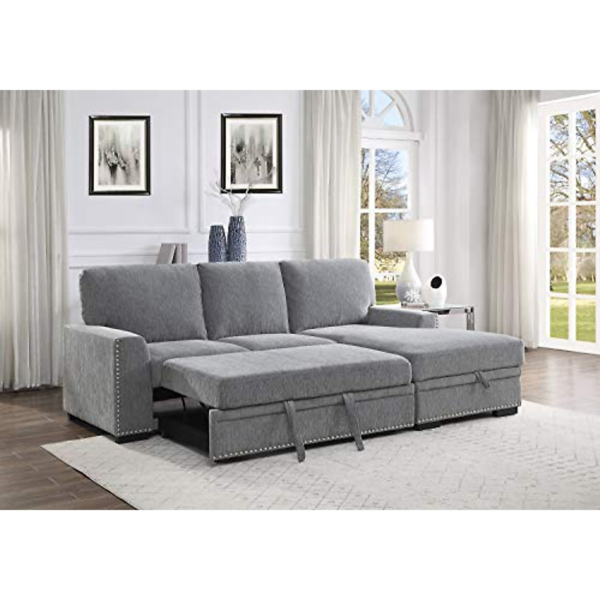 Lexicon Winona Sectional Sofa with Right Side Chaise, Gray