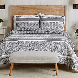 Great Bay Home 2-Piece Reversible Grey Twin/Twin XL Quilt Comforter with 1 Sham | Lightweight, All-Season, Cozy, Modern Bedspreads | Paisley Coverlet Sets | Kadi Collection