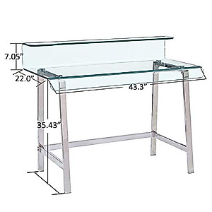 SMARTIK Modern Computer Desk Thicken Glass Desk for Small Spaces, Writing Desk Workstation Office Desk, Easy Assembly Writing Computer Desk for Home (S-Desk-002)