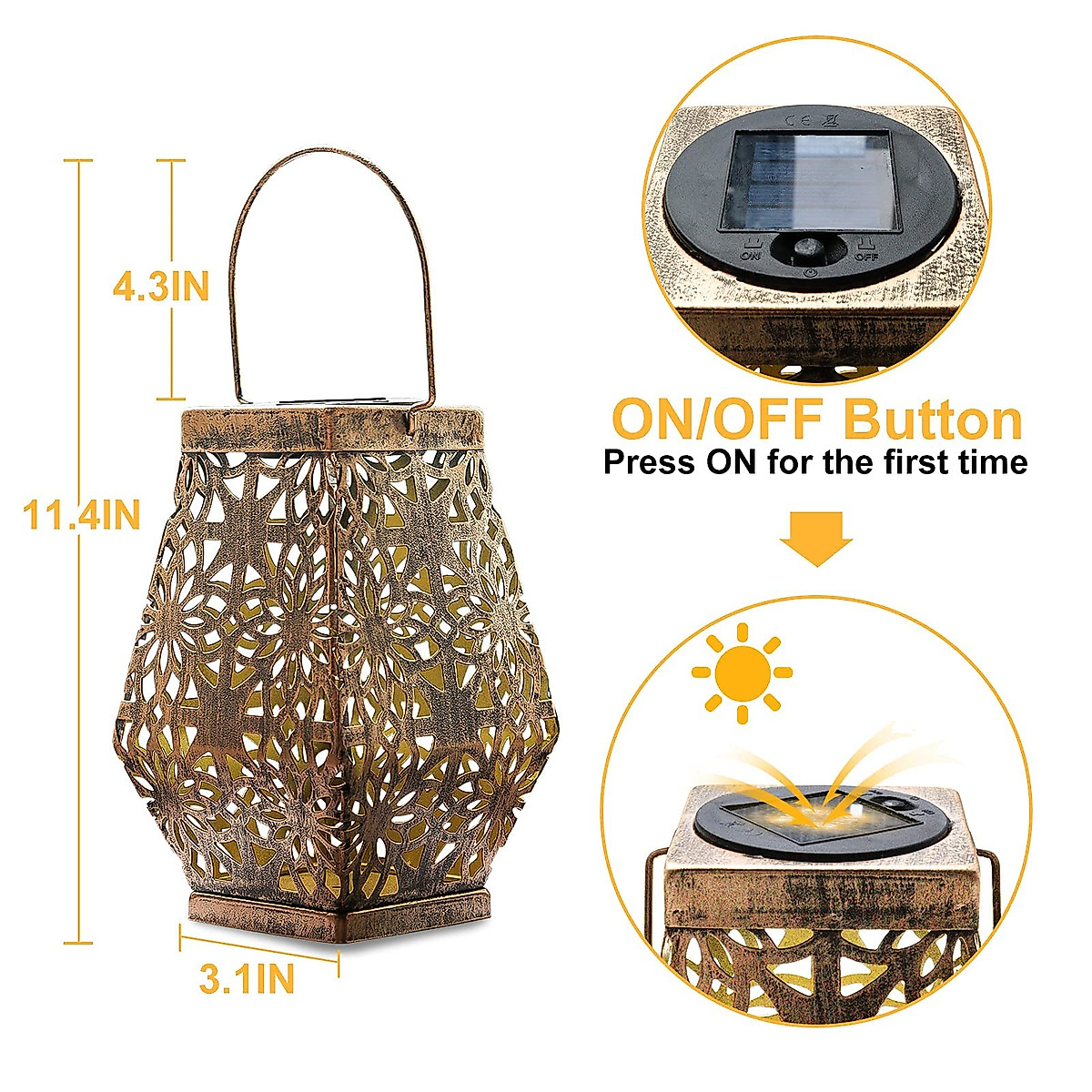 Hanging Solar Lanterns Outdoor Waterproof, Outdoor Lantern Lights Solar Powered Decorative, Garden Lanterns for Garden Patio Yard Table and More (2 Pack)