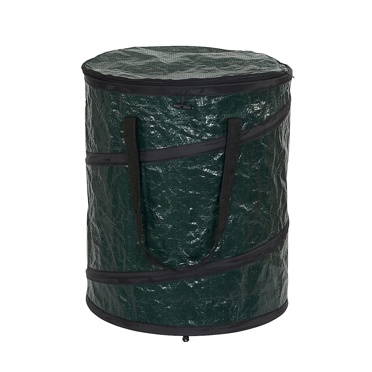 Household Essentials Pop Up Hamper, Pop Up Camping Trash Can, Great for Outdoor or Indoor Use, Portable and Collapsible with Zippered Top, Green