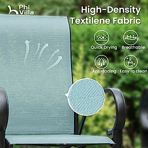 PHI VILLA Outdoor Bar Stools Set of 2, Swivel Patio Bar Stools & Chairs with Armrest, All-Weather High Top Outdoor Bar Chairs for Outside, Porch and Deck